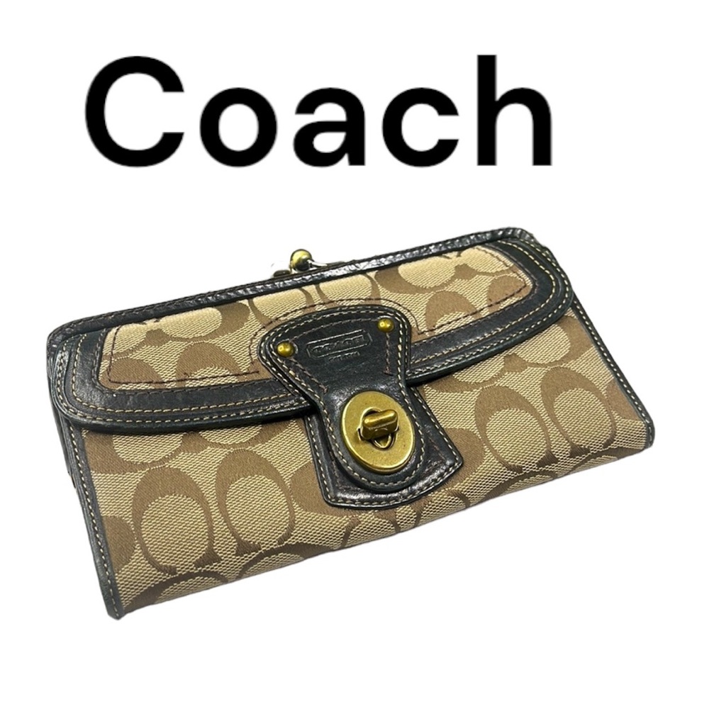 Coach Wallet Legacy Organizer Leather Brown Tan Signa… - Gem